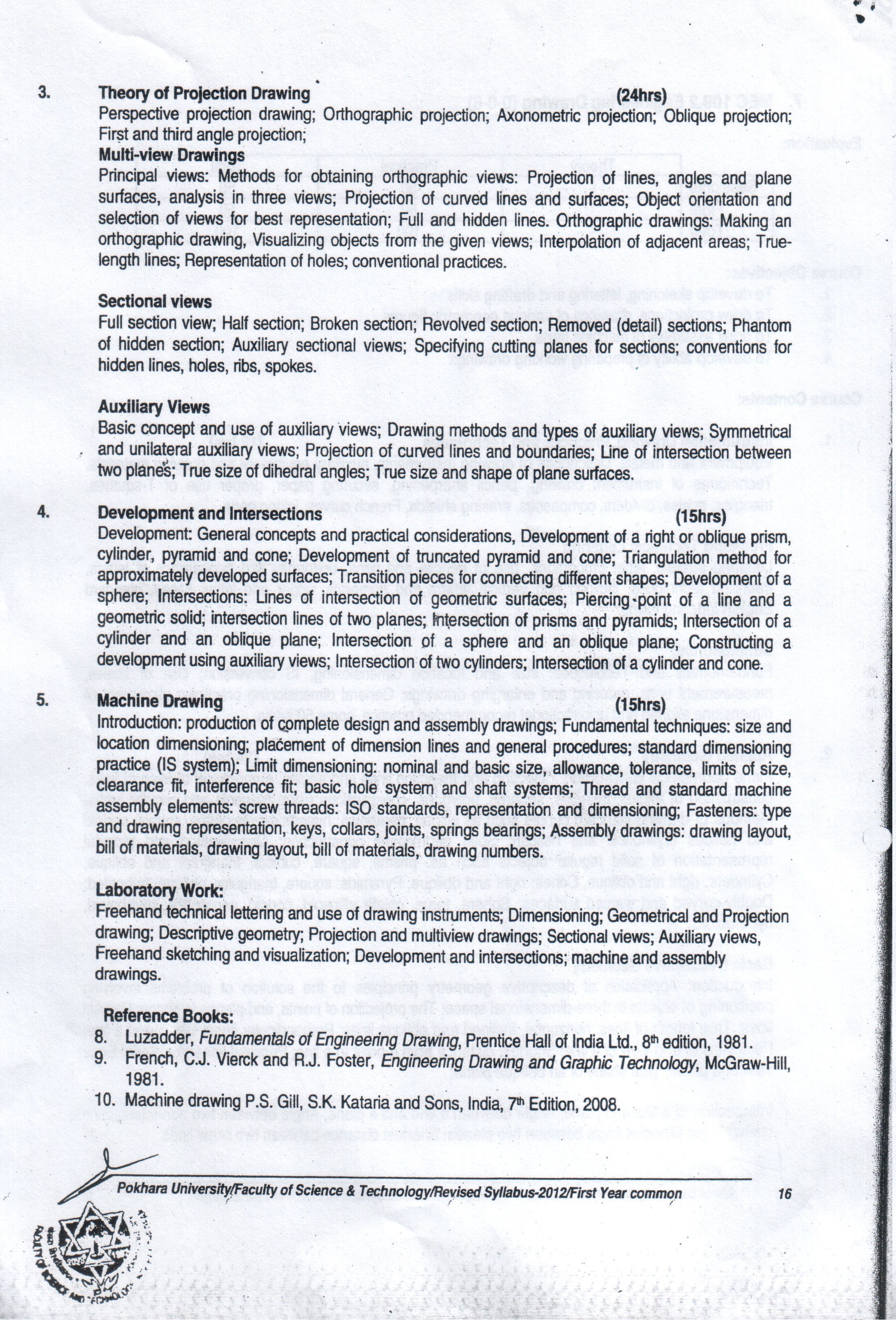 Syllabus of Engineering Drawing subject from PU - padxu.com