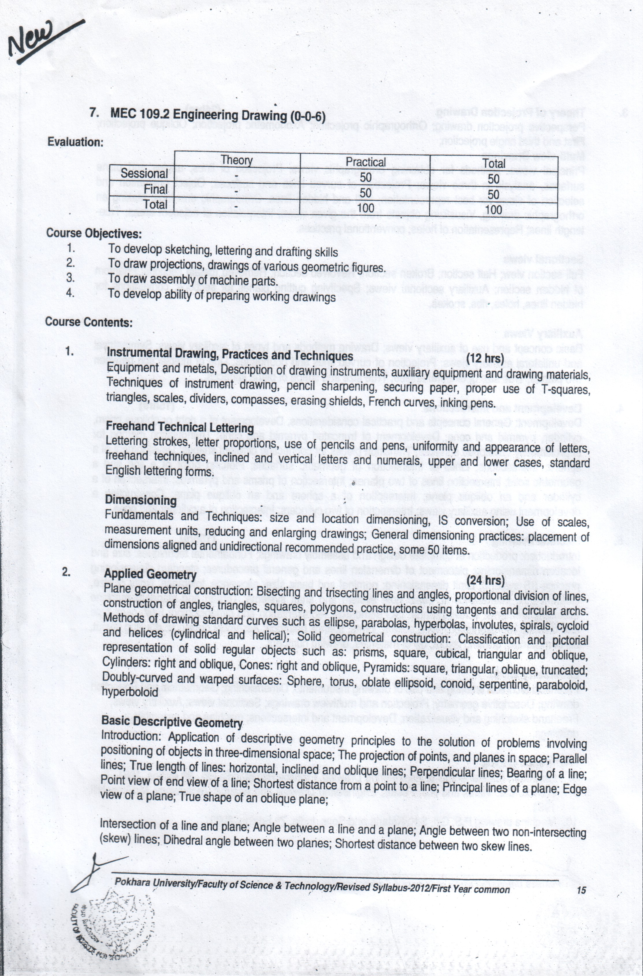 Syllabus of Engineering Drawing subject from PU - padxu.com